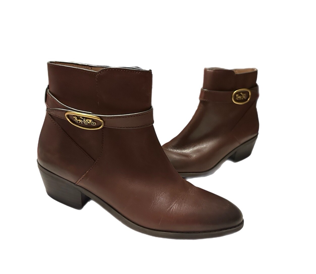 Coach Dylan Horse And Carriage Leather Bootie Walnut … - Gem