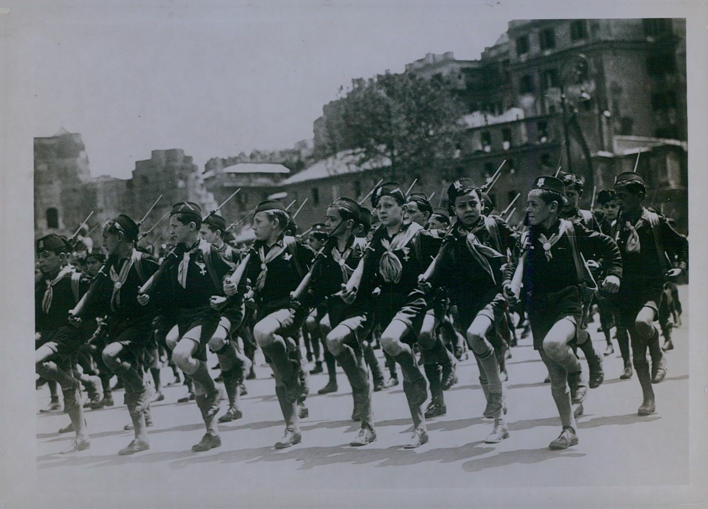 1935 Italian Fascist Youngsters Marching w/Guns Press Photo | eBay