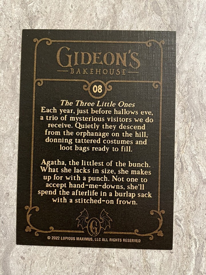Gideon’s Bakehouse Trading Card Series Wave 1 #08 Agatha in top loader ...