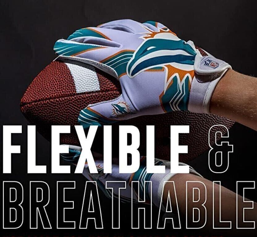 Miami Dolphins Kids NFL Receiver Gloves, Ages 4-12 | eBay
