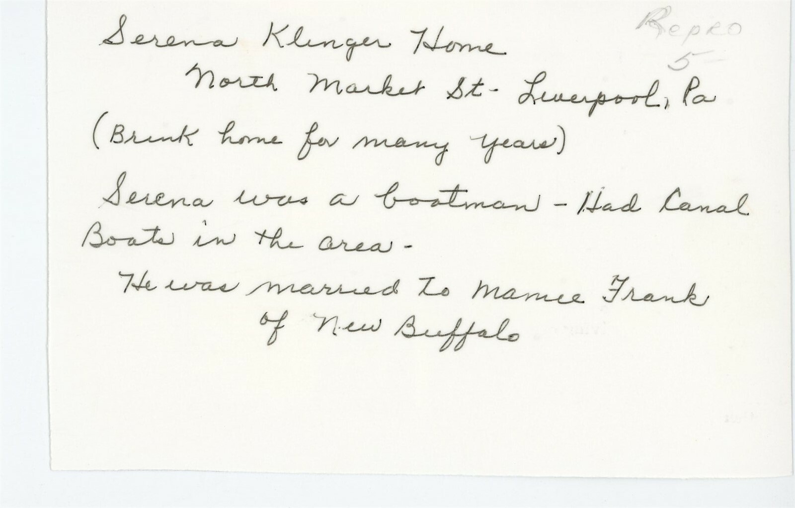 ~Copy~ Photo Klinger Home LIVERPOOL PA Perry County Pennsylvania Photo ...