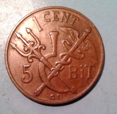 Danish West Indies 1 Cent -5 Bit coin 1913.(1) RARE. | eBay