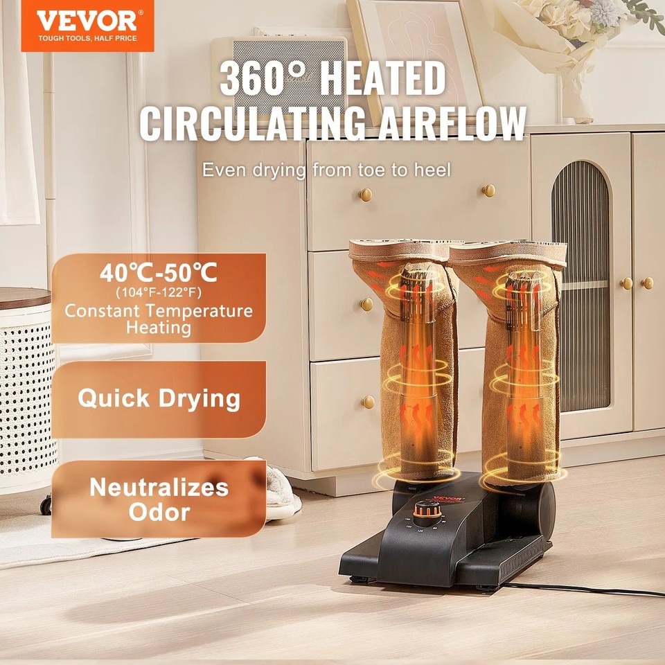 180?° Foldable 2 Tubes Shoe Dryer, Portable Boot Dryer with Timer, Boot ...