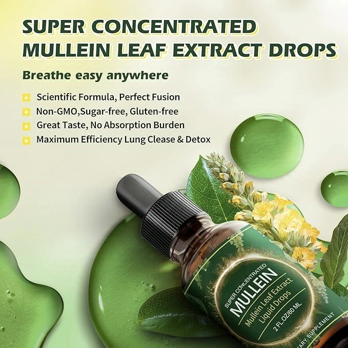 Mullein Leaf Extract Drops For Lungs Health Lung Cleansing & Lung Detox ...