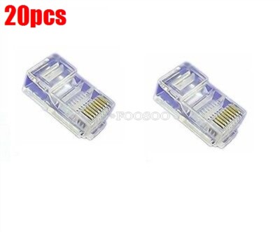 20Pcs RJ45 CAT5 CAT5E 8P8C Modular Network Cable Lan Connector End Plug ...