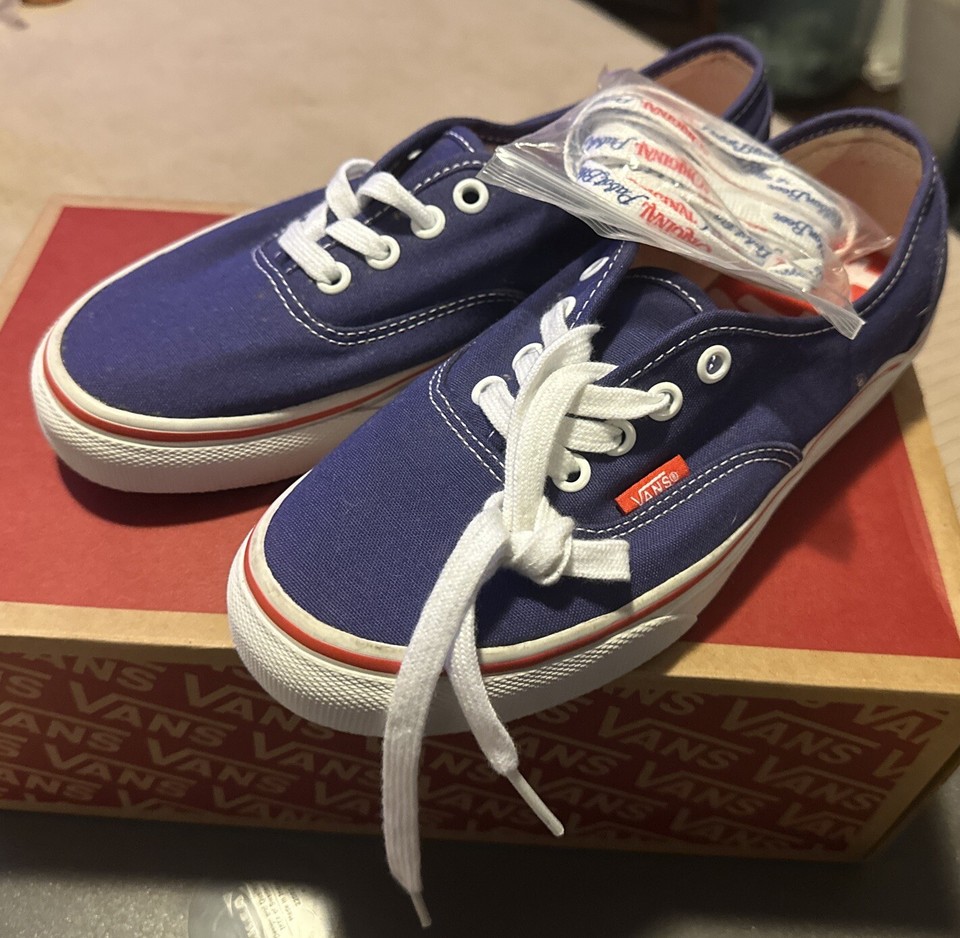 Vans X Pabst Blue Ribbon PBR Beer Limited Red White Blue Shoes W Sz 6 M ...