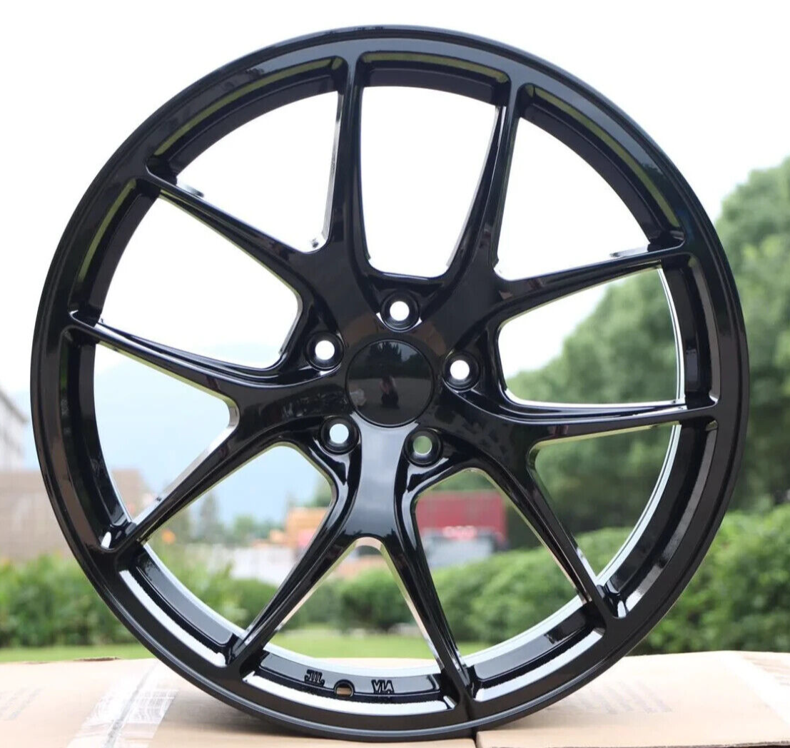 20" Gloss Black Wheels Fits Honda Accord Kia Nissan 20x8.5 5x114.3 ...