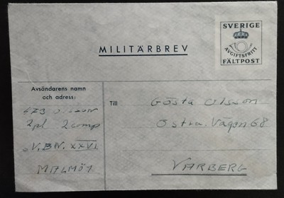 Sweden Military Letter FALTPOST To Varberg RARE-ZZIAA | eBay