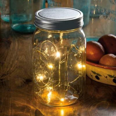 Primitives by Kathy Silver Wide Mason Jar Lid Star Light String Timer ...