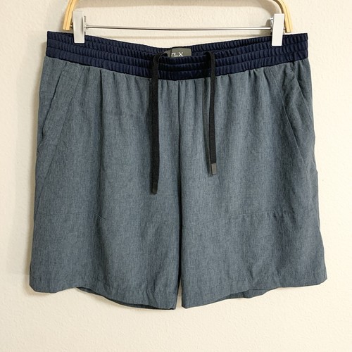 FLX Shorts Mens Size L Green Navy Dynamic Stretch Travel Track Gym ...