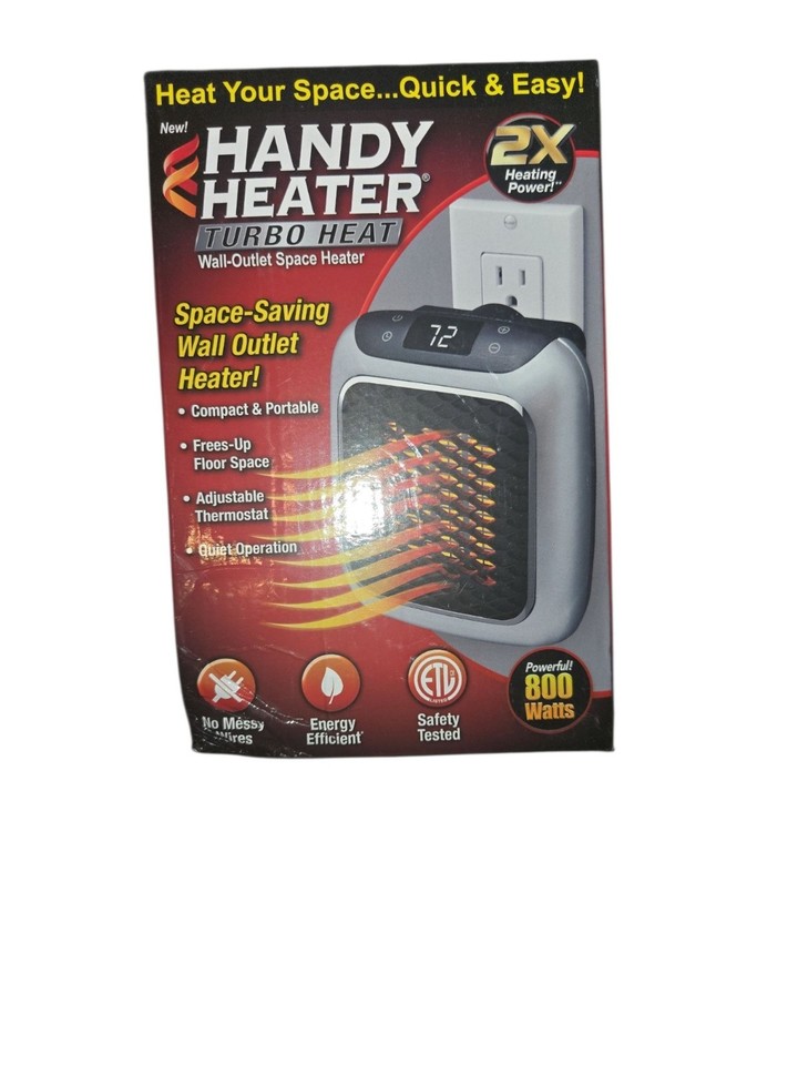 Handy Heater Turbo Heat Wall-Outlet Space Heater 800W Compact ...
