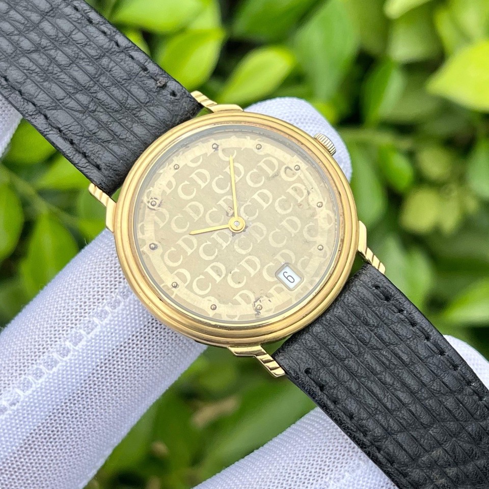 Rare Vintage Christian Dior Golden Dial Swiss Made Men's Quartz Watch ...