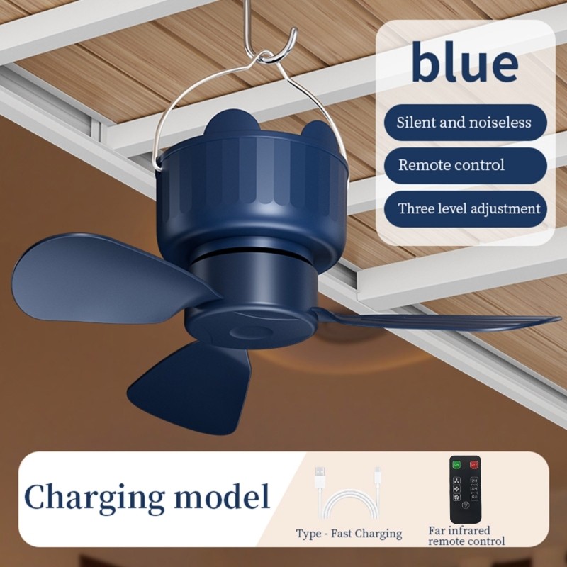 Portable Ceiling Fan USB Powered Quiet Motor Remote Operated Indoor ...