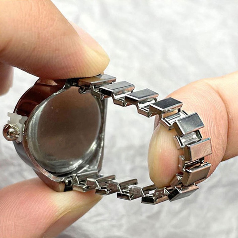 Unisex Ring Finger Heart Shape Watches Stretchy Band Elastic Round Ring ...