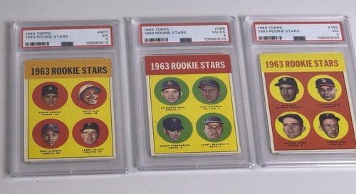 Lot (3) 1963 Topps Rookie Cards #169, 386, 487 / PSA Graded with ...