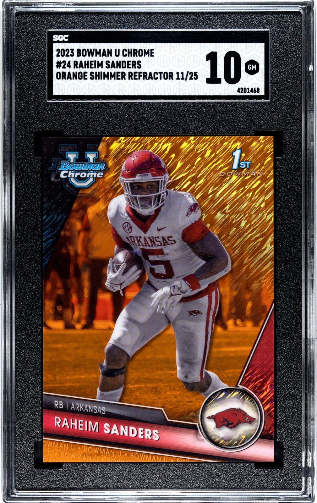 RAHEIM SANDERS 2023 BOWMAN UNIVERSITY CHROME 1ST ORANGE SHIMMER ...