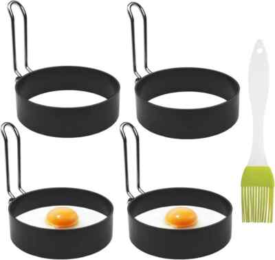 4 Pack Stainless Steel Eggs Maker Non Stick Round Egg Cooker for ...
