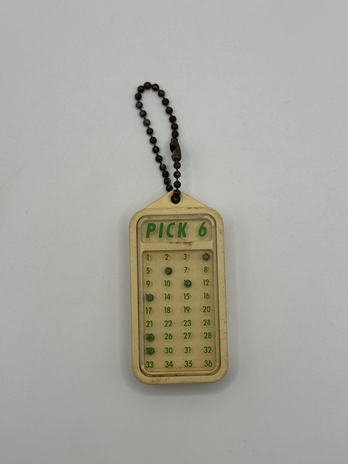 Vintage Retro Collectible Lottery Keychain Pick 6 / Pick 4 With Beads ...