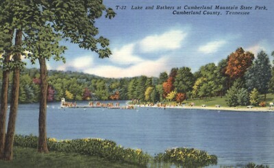 Aerial View Lake & Bathers Cumberland Mountain State Park Tennessee ...