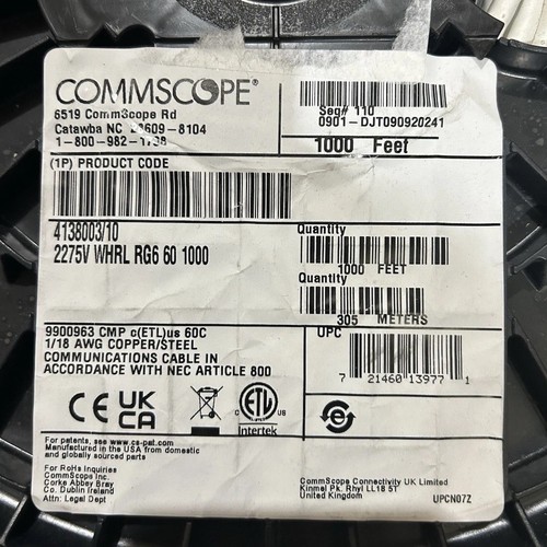 Commscope 2275V. WHRL RG6. CMP. BRAND NEW. 1000’. White. | eBay