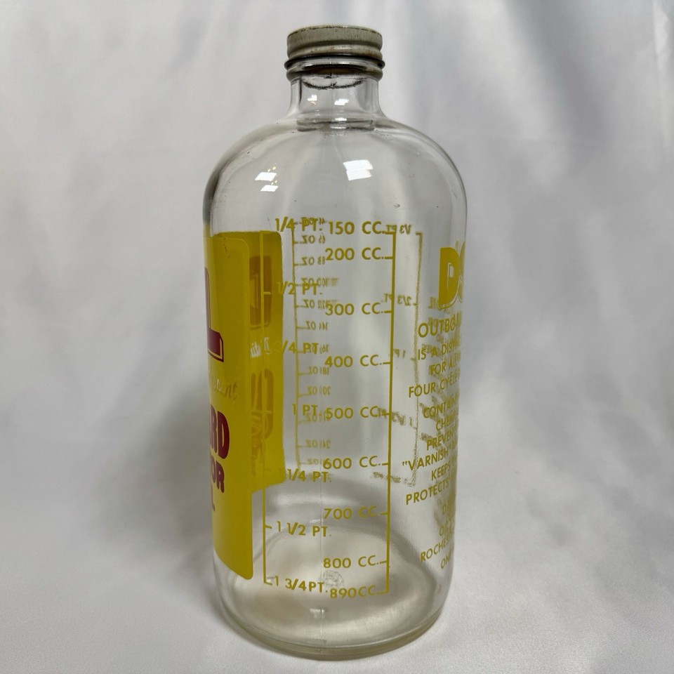 Vtg Davis Howland DSL Outboard Motor Oil Glass Quart Bottle & Cap ...