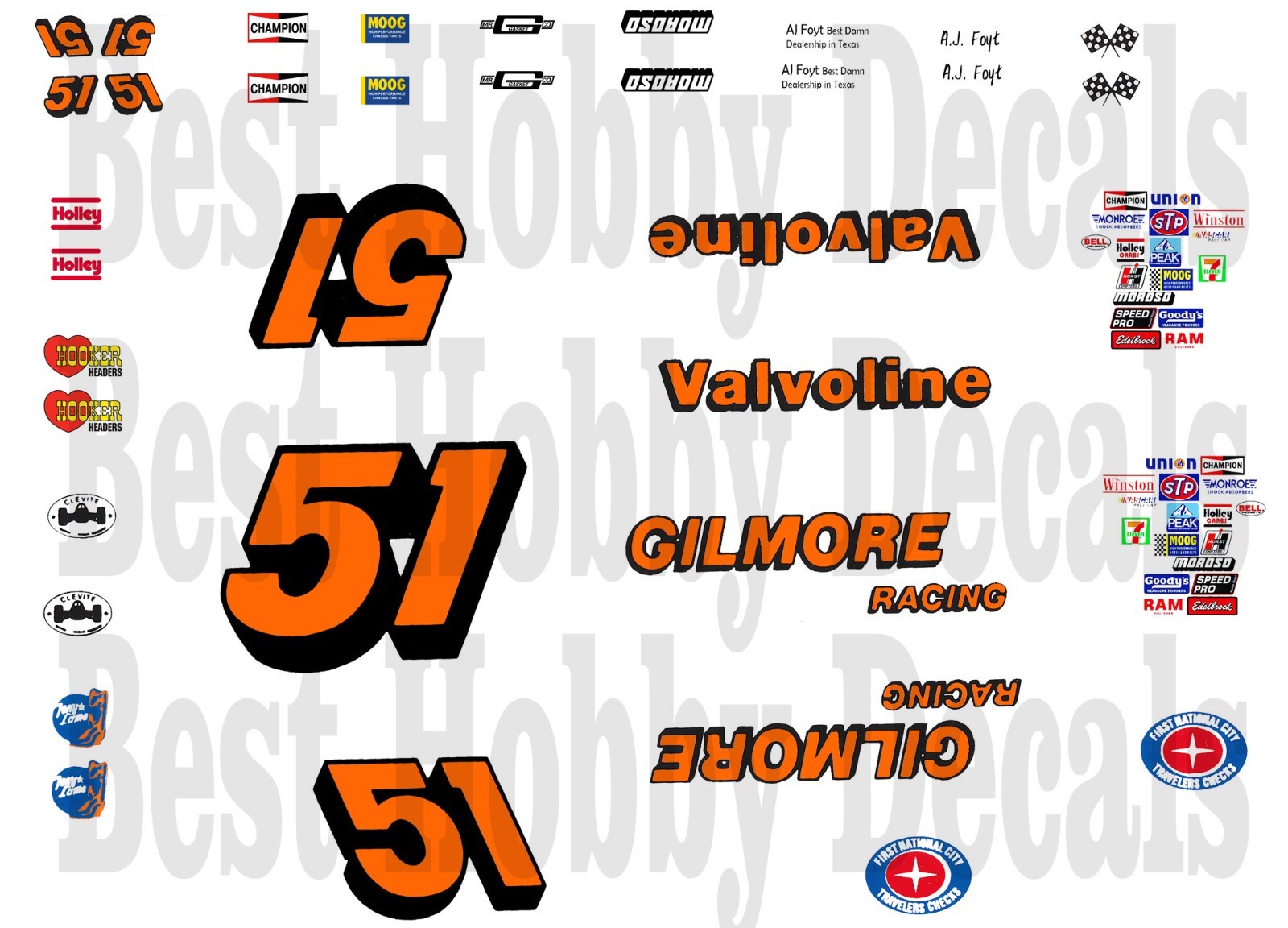 #51 A. J. FOYT Gilmore Racing 1/64th - HO Scale Waterslide Slot Car ...