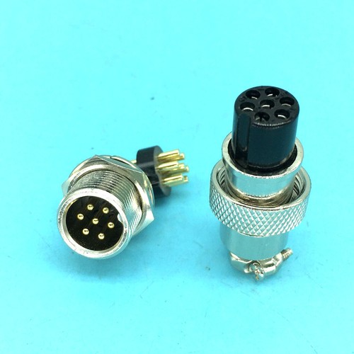 2 set 7 Pin Right angle Aviation Plug Socket Cable Connector GX12 PCB ...