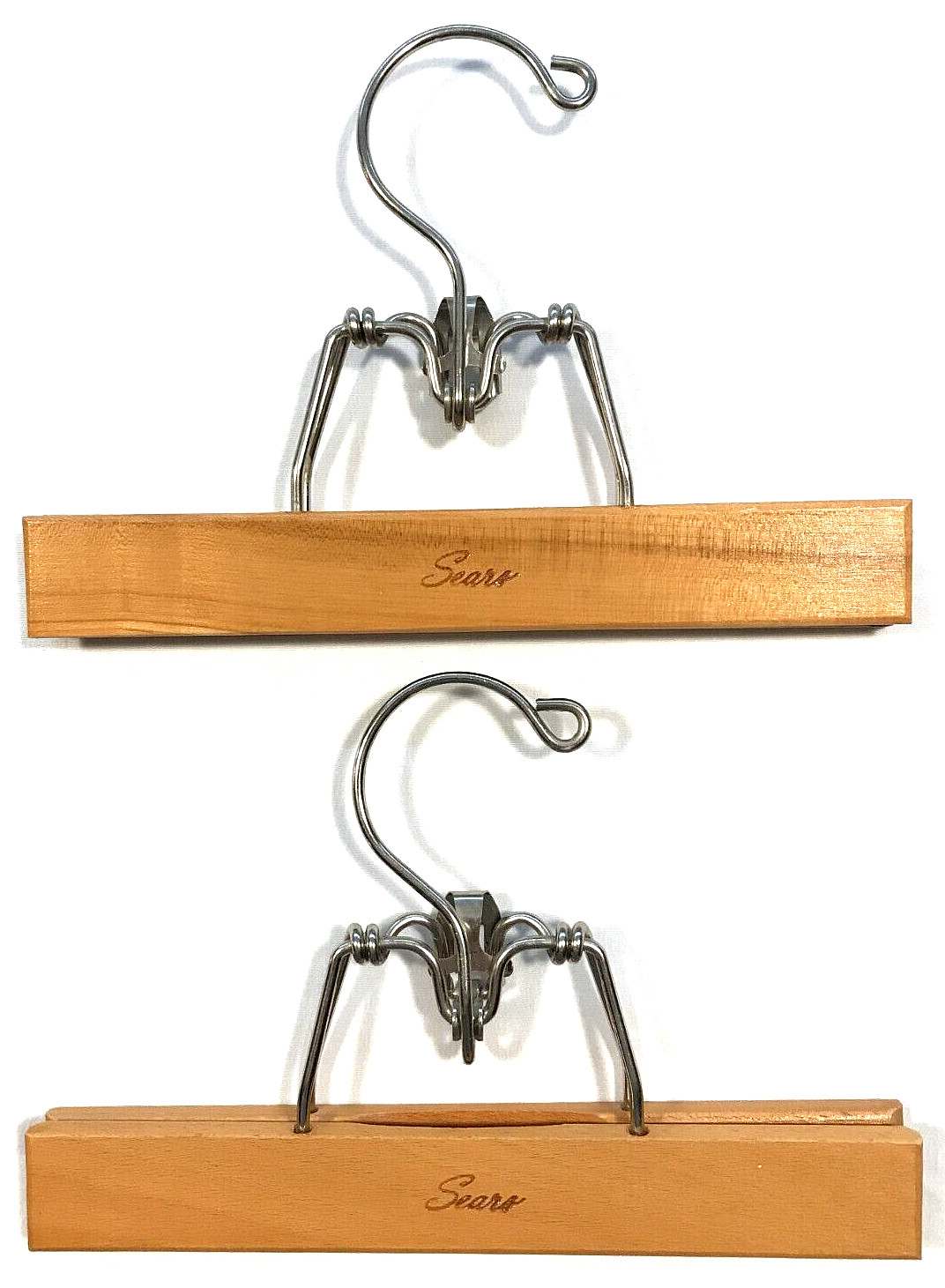 Sears Vintage Wooden Clothing Clamp Hangers Natural C… - Gem