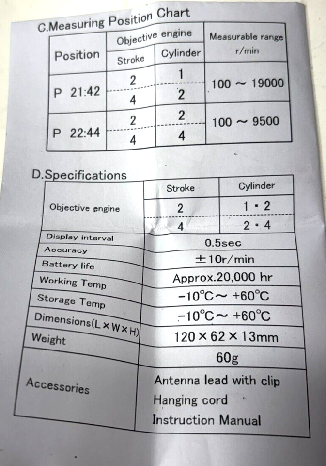 TACHOMETER RPM TOOL FIT STIHL HUSQVARNA JONSERED REDMAX HOMELITE ...