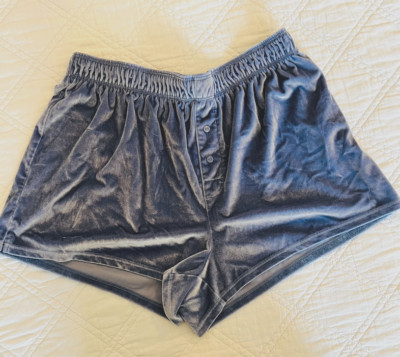 PINK by Victoria Secret Blue Gray Cozy Velvet Lounge Shorts Size Small ...