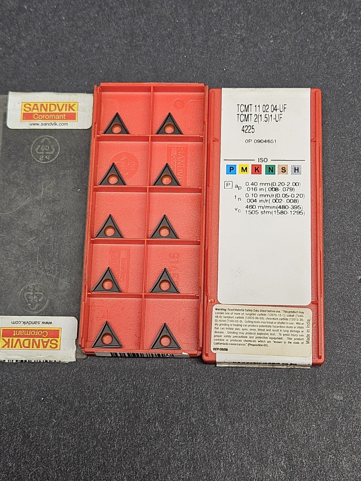 10pc Sandvik TCMT 11 02 04-UF 4225 Inserts Carbide Turning Machinist 2 ...