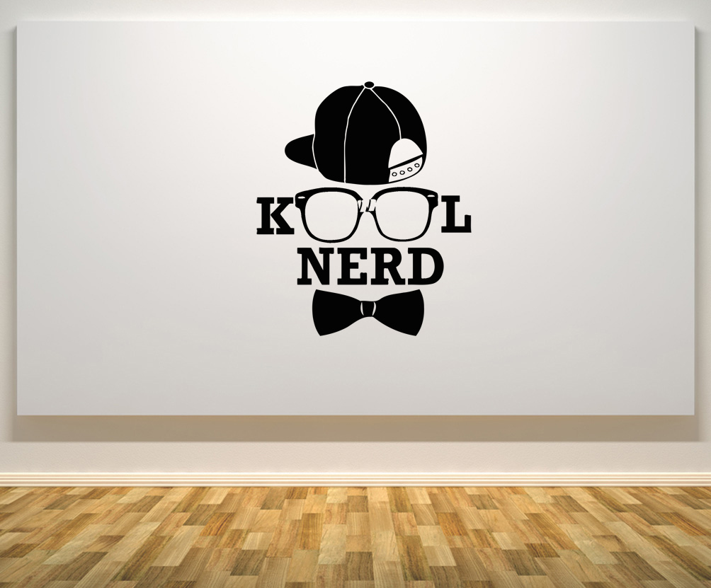 Kool Nerd Glasses Hat Bowtie Cool Geek Wall Door Art Decal Sticker ...