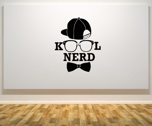 Kool Nerd Glasses Hat Bowtie Cool Geek Wall Door Art Decal Sticker ...