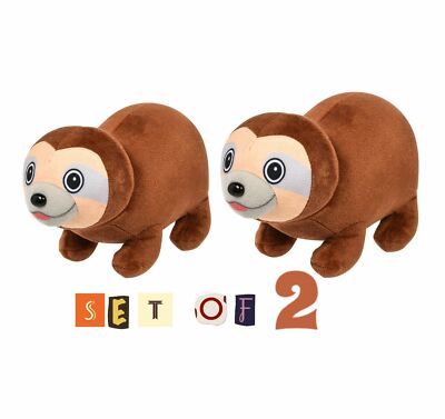 (Set Of 2) 8'' Adorable Brown Sloths Plush Bubble Pet Jungle Stuff ...