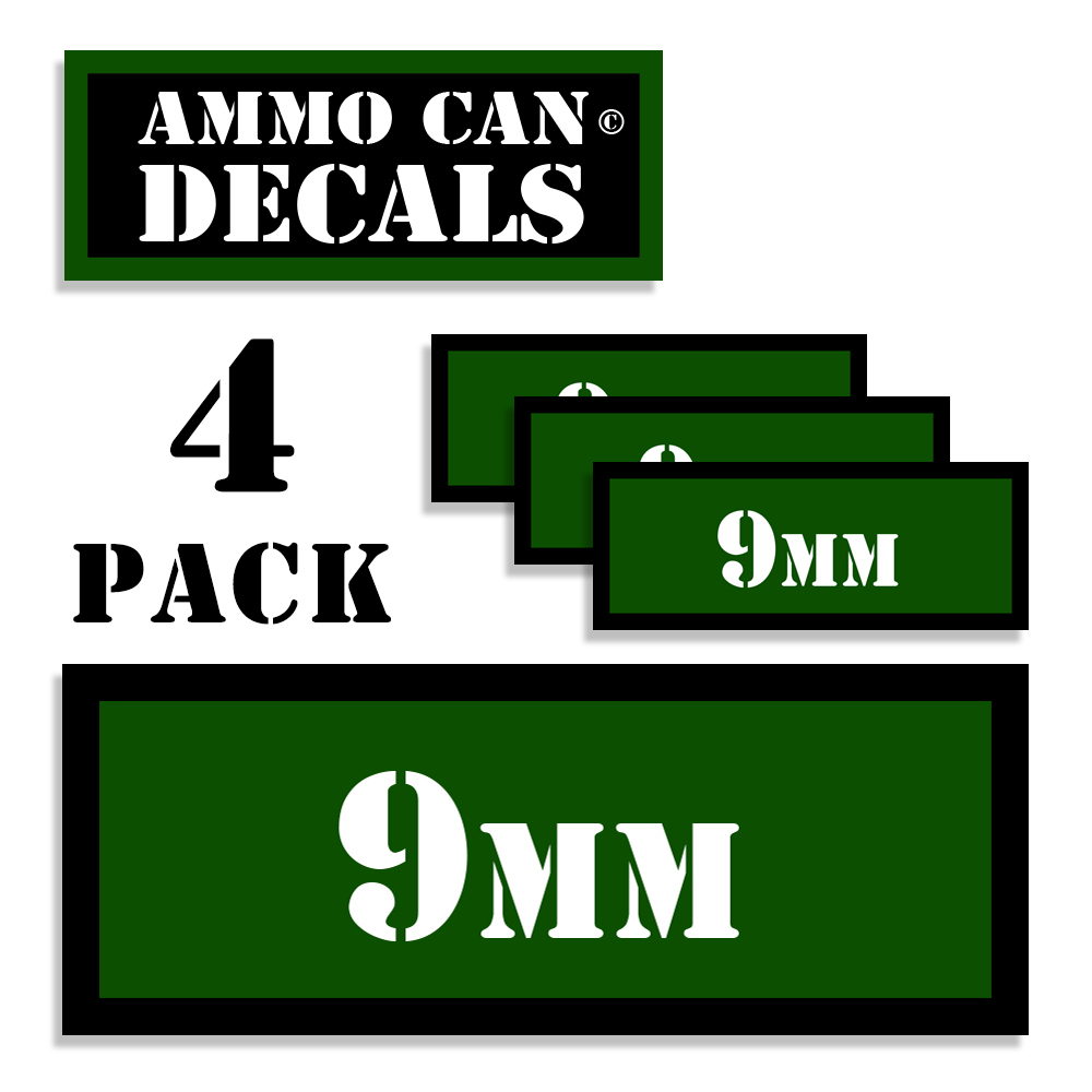 9MM Ammo Can 4x 9MM Labels Ammunition Case 3"x1.15" 9MM sticker decals ...