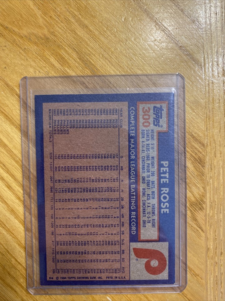 1984 Topps Pete Rose Phillies Baseball Card Number 300 | eBay