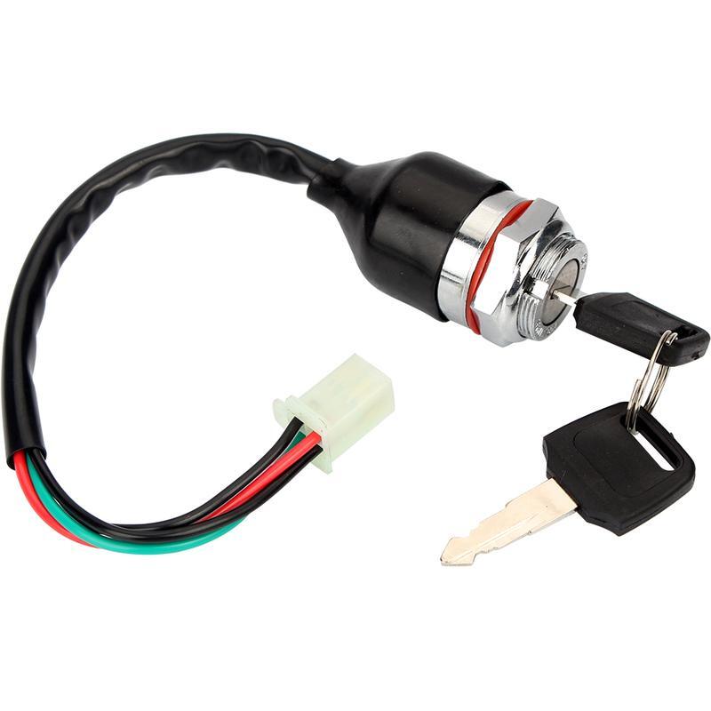 US 4 Wire 4 Pin Ignition Key Switch Starter+ 2 Keys On-Off key cylinder ...