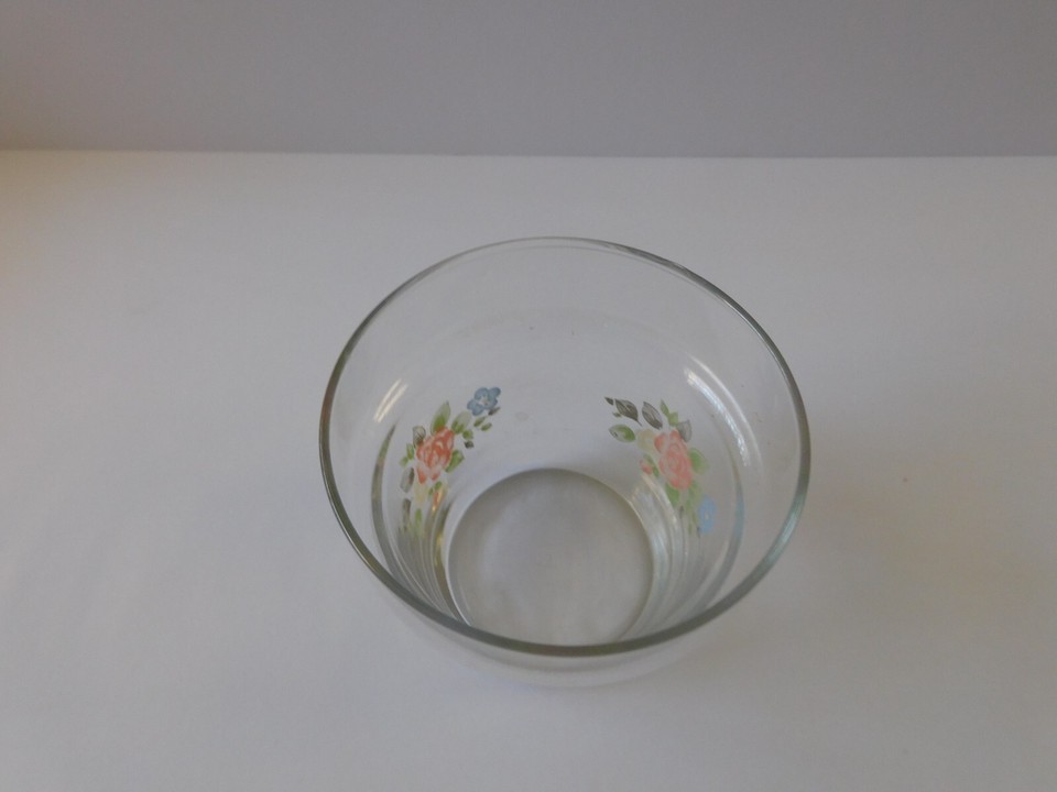 Rare Pfaltzgraff Tea Rose Flower Pot clear glass W/ Floral Pattern ...