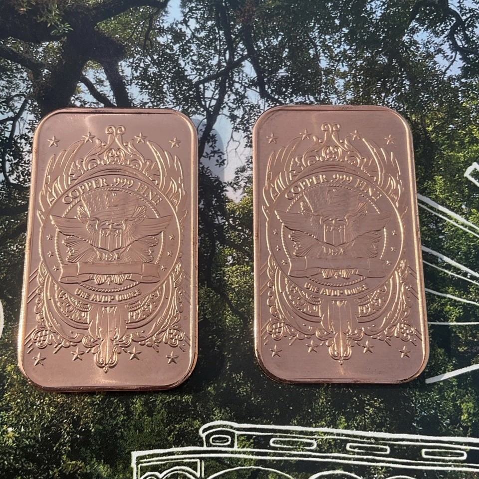 2 x 1 oz .999 Fine Copper - Copper Head Bar UNC | eBay
