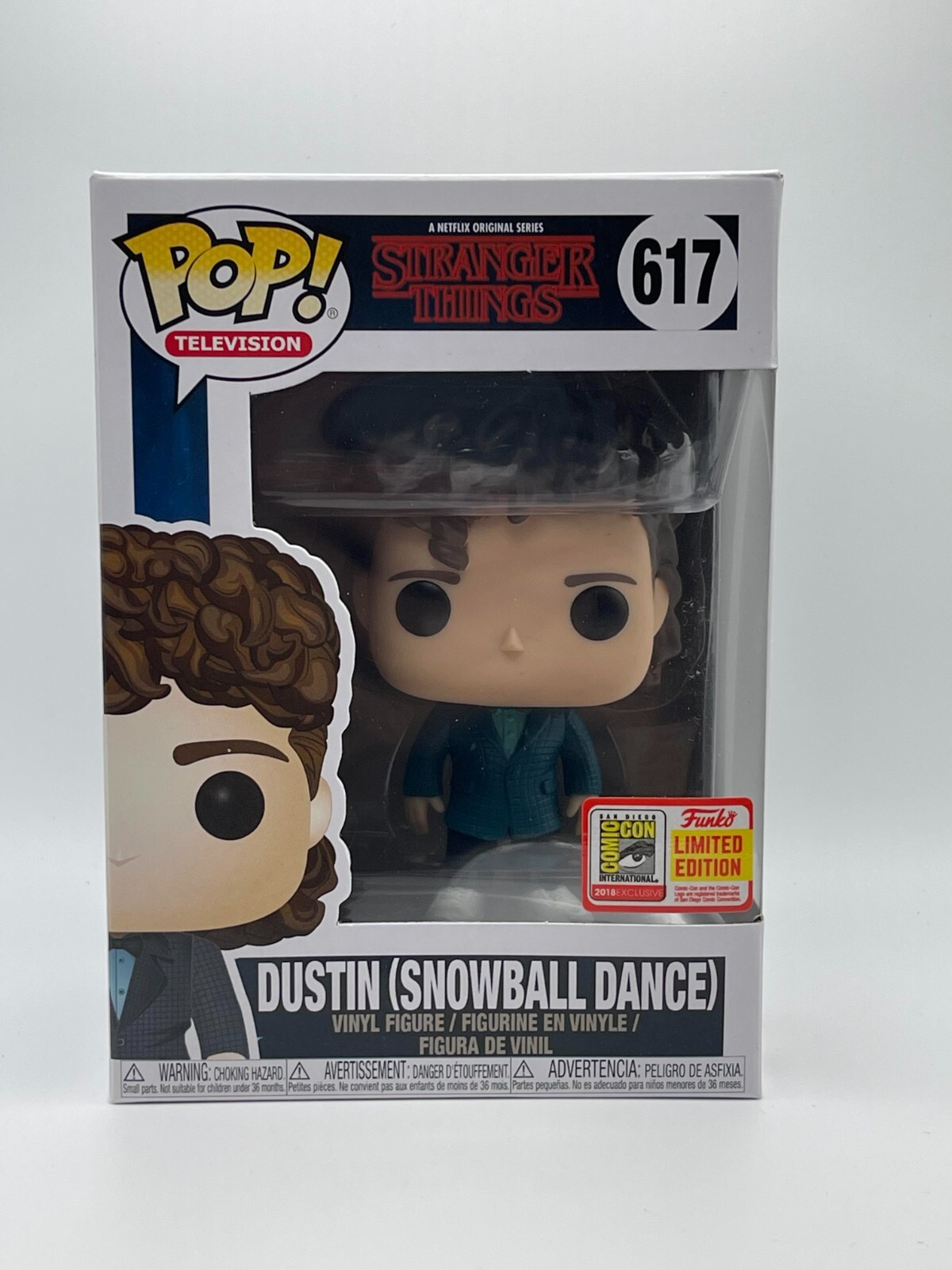 FUNKO POP STRANGER THINGS DUSTIN SNOWBALL DANCE #617 OFFICIAL SDCC EXCL ...