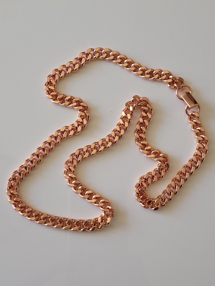 Pure Solid Copper 8mm Cuban Chain Necklace Curb Link Arthritis Pain 24 ...