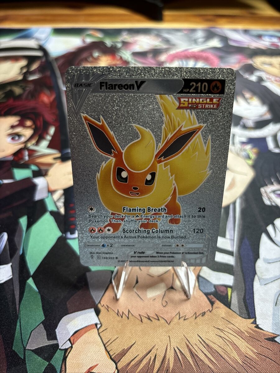 Pokemon Silver Foil Trading Card Flareon V #169/203 Flaming Pokemon Silver Foil Trading Card Flareon V #169/203 Flaming