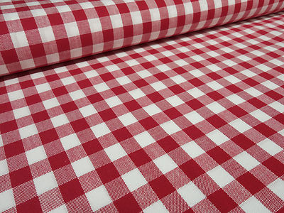 Stoff 100% Baumwolle Zefir Karo 1 cm rot weiß kariert Kleiderstoff ...