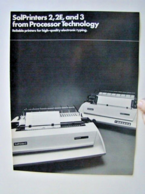Vintage 1979 Processor Technology Sol Computer Printer Brochure ...