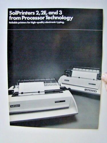 Vintage 1979 Processor Technology Sol Computer Printer Brochure ...