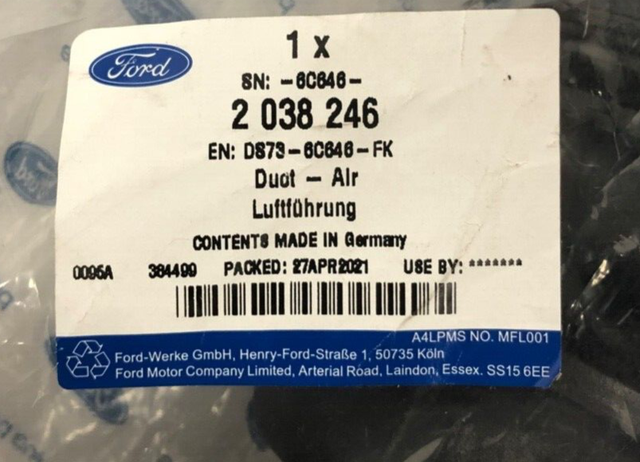 2038246 Intercooler Pipe Ford S-max Titanium Year 2014 2189121 1076520 ...