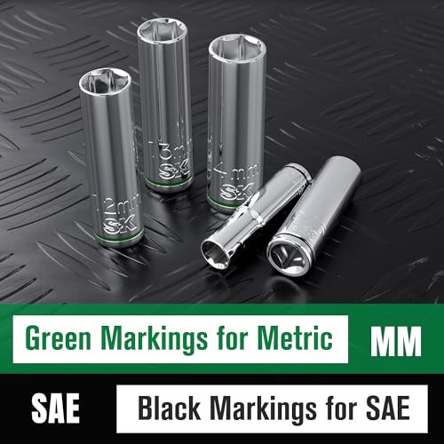 3/8" Drive Socket Set Metric Sockets, 13-Piece 10-22mm, SuperKrome Deep ...