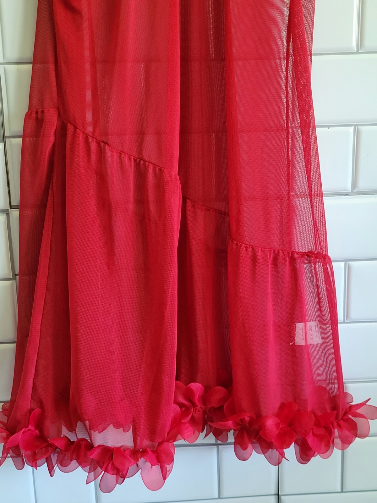 Women’s Lightweight Red Sheer Nightgown Chemise Sleev… - Gem