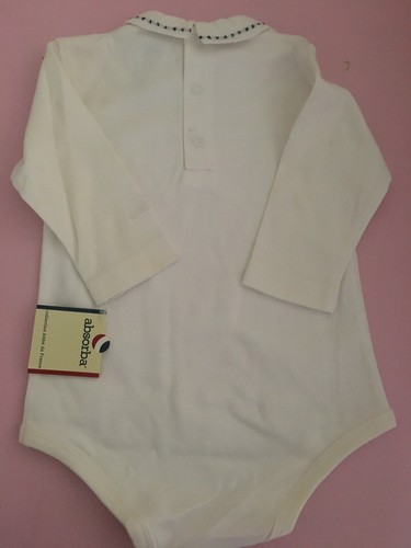 Absorba Baby Boy Embrodiered Collared White Bodysuit Size 9 Months NWT ...