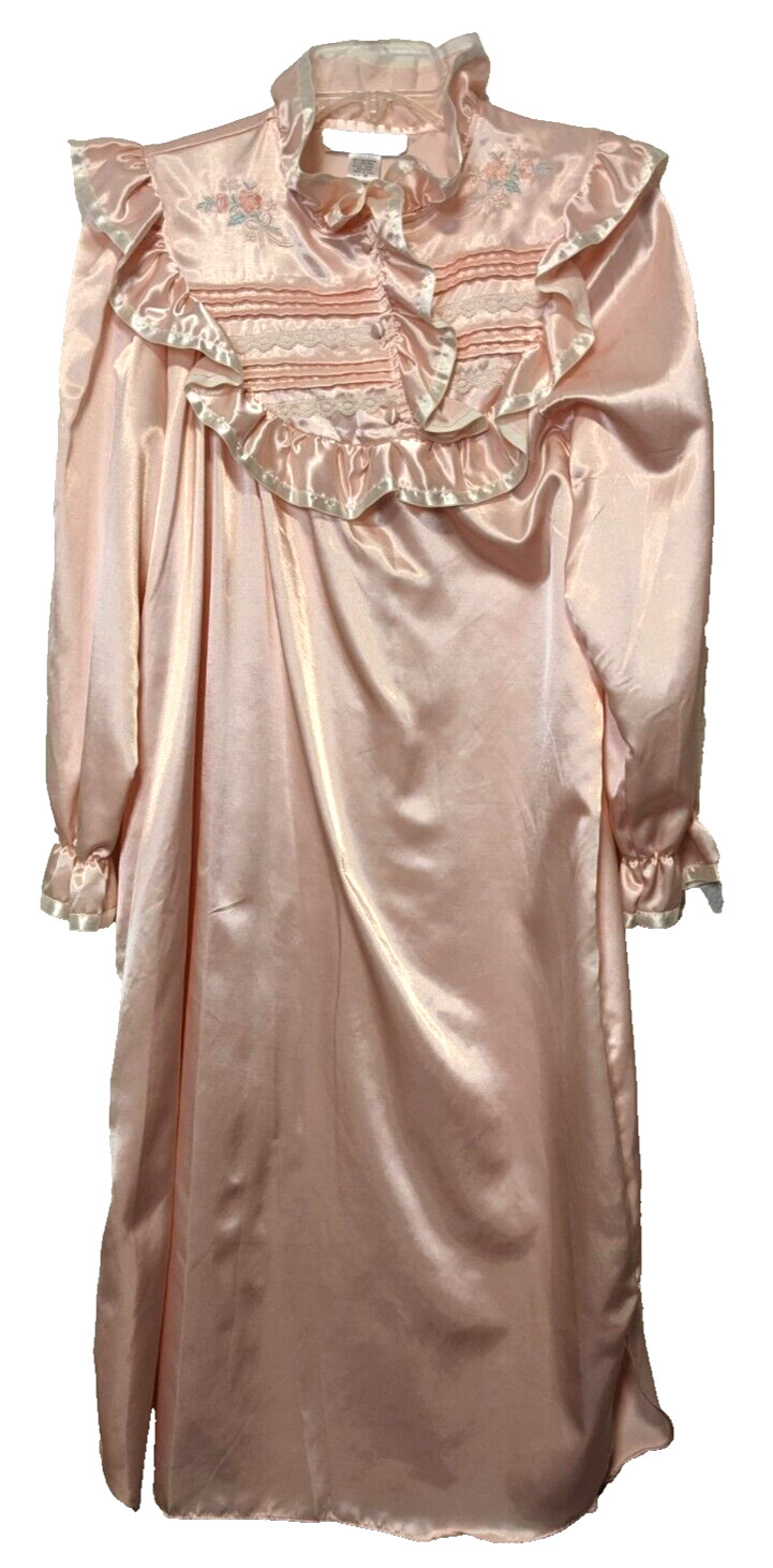 Vintage Pink Satin Nightgown Medium Women's Just Jodi… - Gem